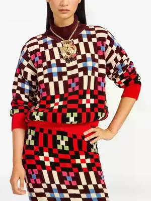 La DoubleJ Geometric-patterned Sweater - Red