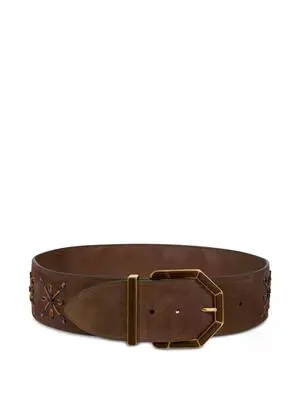 Etro Suede Belt With Geometric Buckle - Brown