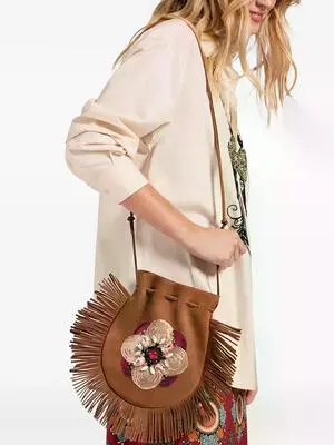 La DoubleJ Fringed-trim Sequin-embellished Shoulder Bag