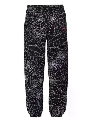 SP5DER Spiderweb-pattern Sweatpants - Black