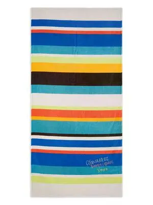Dsquared2 Summer Lovers Sunset Striped-embroidered Towel - Blue