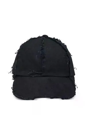 Y’s Frayed-edges Zip-detail Baseball Cap - Black