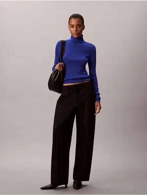 Calvin Klein Wool Blend Ribbed Turtleneck Sweater