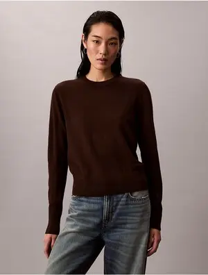 Calvin Klein Merino Blend Crewneck Sweater - Mulch
