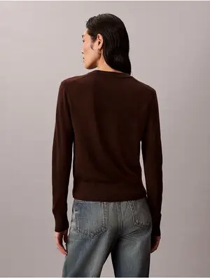 Calvin Klein Merino Blend Crewneck Sweater - Mulch