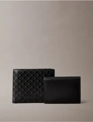 Calvin Klein Emblem Bifold Wallet With Card Case - Black