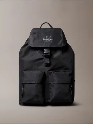 Calvin Klein Nylon Top Flap Backpack - Black