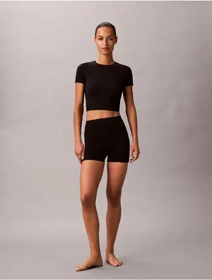 Calvin Klein Rib Emblem Seamless Shortie - Black