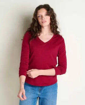 TOAD & CO Marley Long Sleeve V-neck Tee - Beet