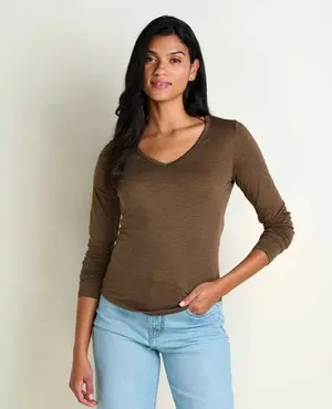 TOAD & CO Marley Long Sleeve V-neck Tee - Earth