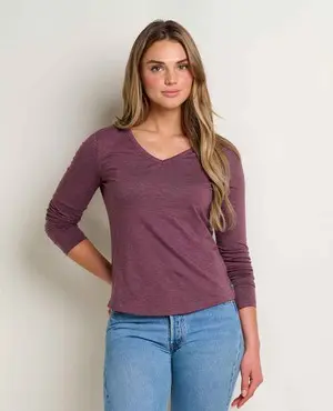 TOAD & CO Marley Long Sleeve V-neck Tee - Huckleberry