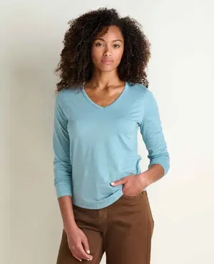 TOAD & CO Marley Long Sleeve V-neck Tee - Shore