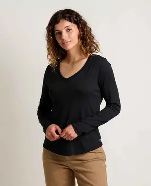 TOAD & CO Marley Long Sleeve V-neck Tee - True Black