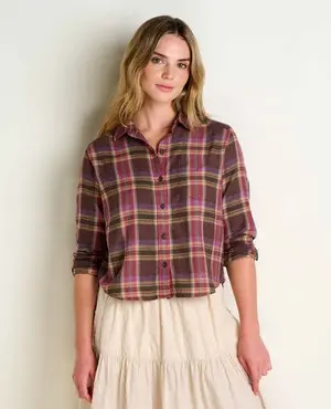 TOAD & CO Re-form Flannel Boxy Long Sleeve Shirt - Carob Pattern