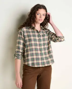 TOAD & CO Re-form Flannel Boxy Long Sleeve Shirt - Cilantro Pattern