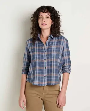 TOAD & CO Re-form Flannel Boxy Long Sleeve Shirt - Midnight Pattern