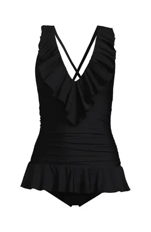 LANDS' END Skirted One-piece Swimsuit - Black