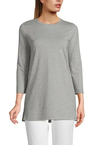 LANDS' END Cotton Supima Tunic - Gray Heather