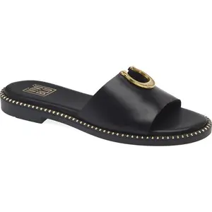 VIVI BLU Acacia Leather Slide Sandal - Black