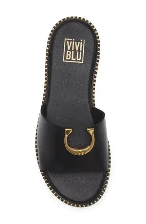 VIVI BLU Acacia Leather Slide Sandal - Black