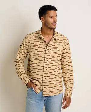 TOAD & CO Pinevale Long Sleeve Shirt Chai Trout Print