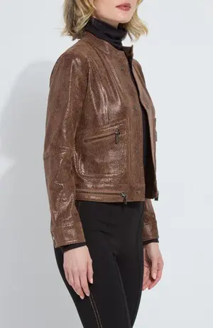 Lyssé Snake Embossed Faux Suede Jacket