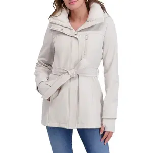 Kensie Softshell Belted Jacket - Ivory