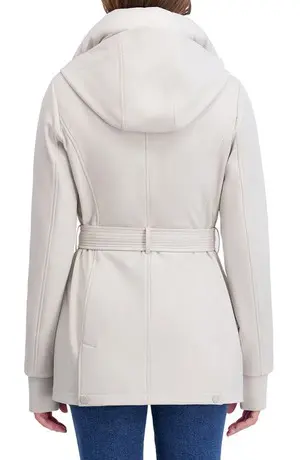 Kensie Softshell Belted Jacket - Ivory