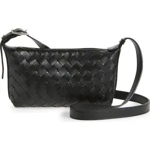 Bottega Veneta Traveler Avenue Intrecciato Leather Crossbody Bag - Black/silver