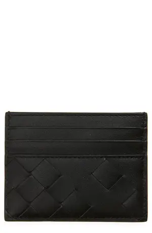 Bottega Veneta Intrecciato Leather Card Case - 8803 Black/silver