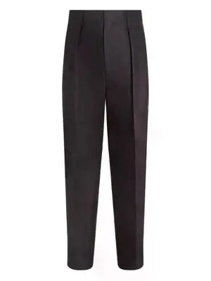 Zegna Pleated Wool Trousers - Brown
