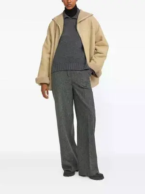 YVES SALOMON Suede-shearling Panelled Coat