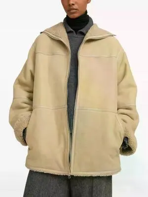 YVES SALOMON Suede-shearling Panelled Coat