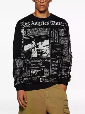 Palm Angels Newspaper Print Crew-neck Sweater