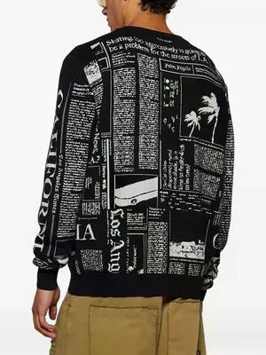 Palm Angels Newspaper Print Crew-neck Sweater