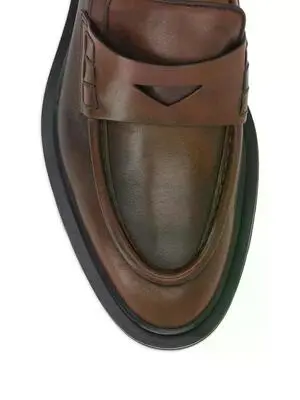 Santoni Leather Penny Loafers