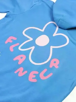 FLANEUR Flower-print Cotton Hoodie