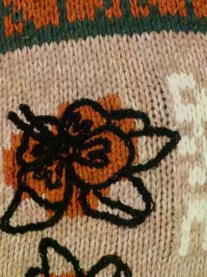 La DoubleJ Floral-embroidered Zip-up Cardigan - Neutrals