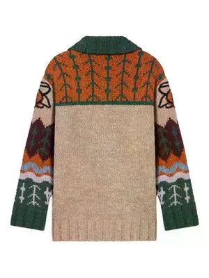 La DoubleJ Floral-embroidered Zip-up Cardigan - Neutrals