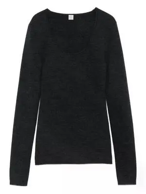 TOTEME Scoop-neck Long-sleeve Knit Top - Grey