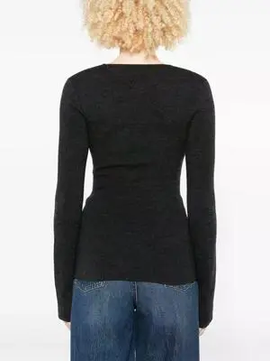 TOTEME Scoop-neck Long-sleeve Knit Top - Grey