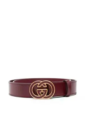 Gucci Signature Interlocking G Leather Belt - Red