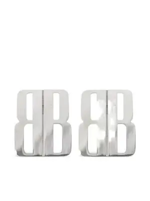 Balenciaga Number-plaque Stud Earrings - Silver