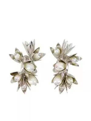 Simone Rocha Pearl-embellished Flower Earrings - Silver