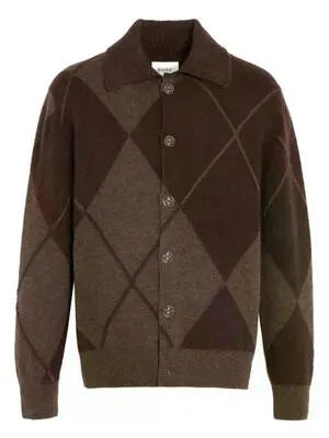 BARRIE Argyle Pattern Button Cardigan - Brown