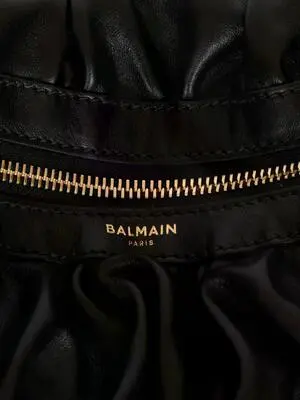 Balmain Shoulder Bag With Pleated Detailing - Black