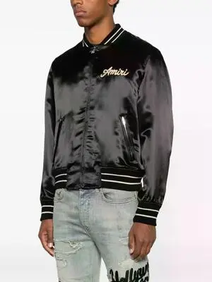 Amiri Embroidered Satin Bomber Jacket