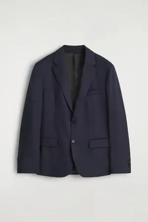 Cos Single-breasted Wool Blazer - Navy