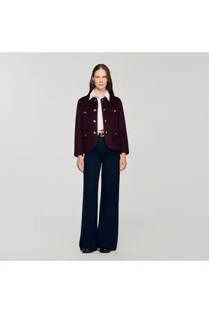 Sandro Double-faced Jacket - Burgundy