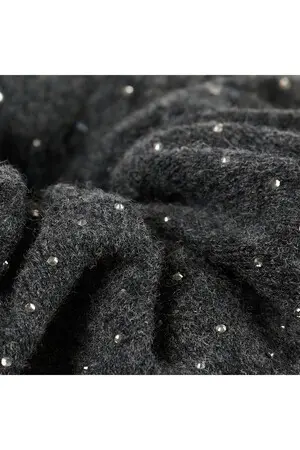 Sandro Rhinestone Knit Scrunchie - Charcoal